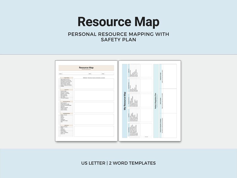 Therapy Client Resource Map With Safety Plan, Strength-based Therapy ...