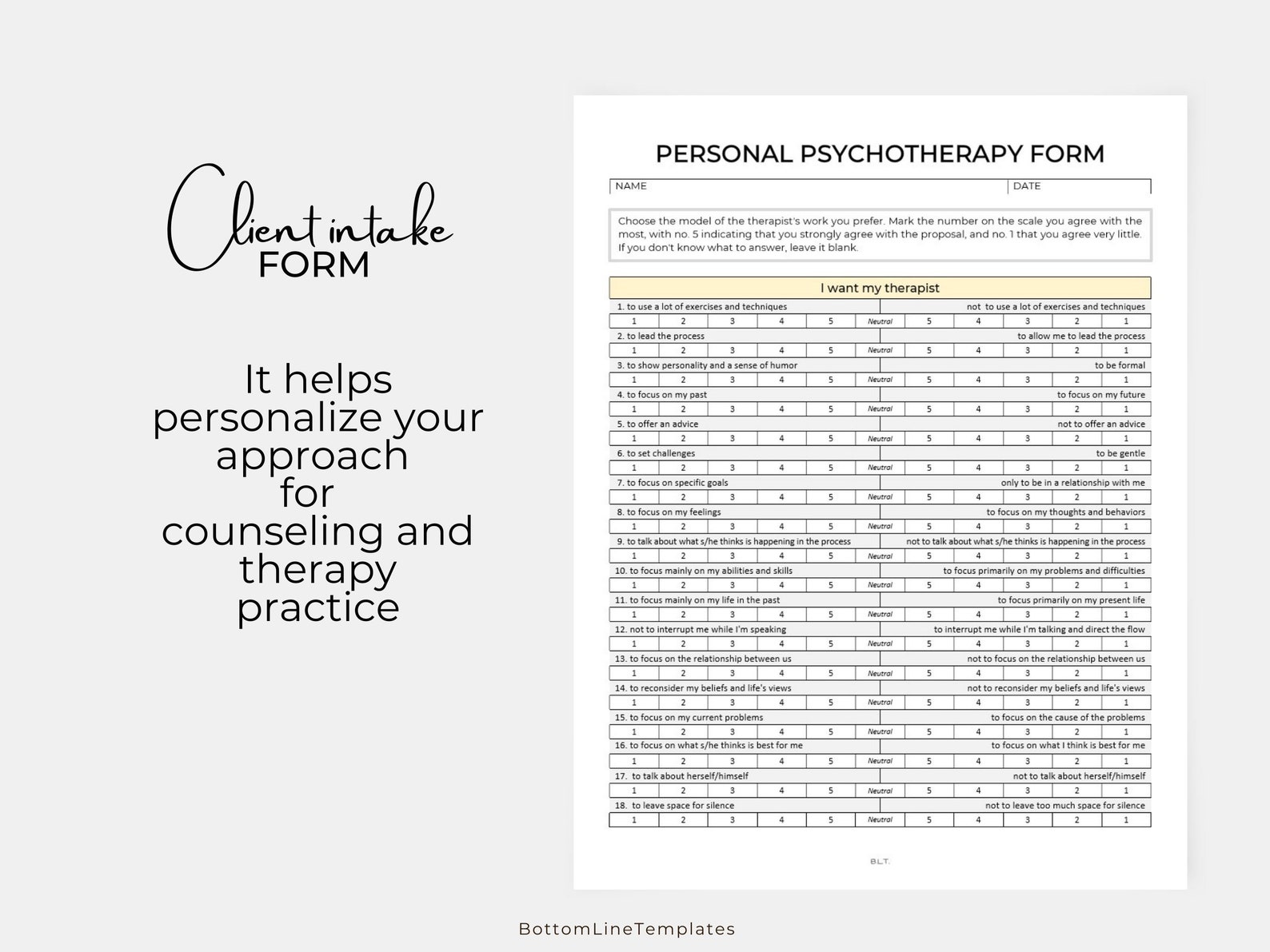 Personal Psychotherapy Form Private Practice Form Therapist - Etsy