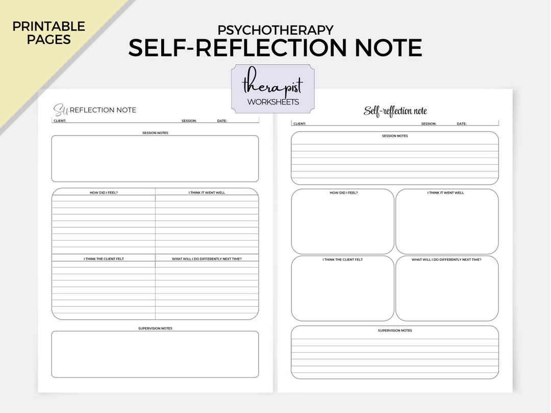 Self-reflection Note, Therapist Paperwork, Psychotherapy Notes ...