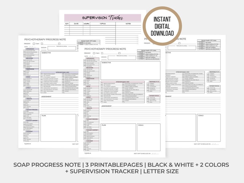 Soap Note Psychotherapy Progress Note Template Private - Etsy