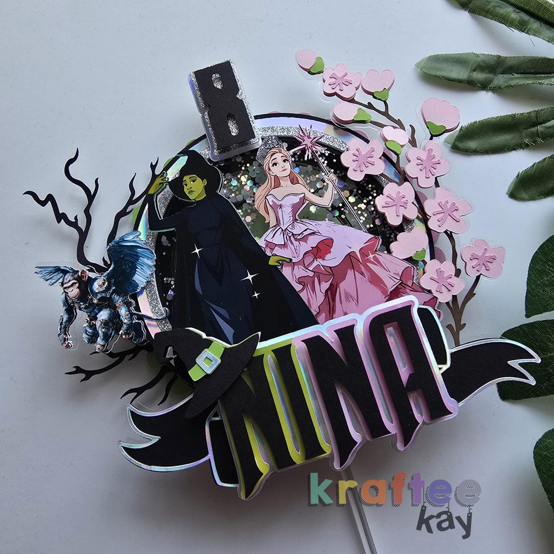 Wicked Cake Topper | Glinda & Elphaba Birthday Decor | Musical Party ...