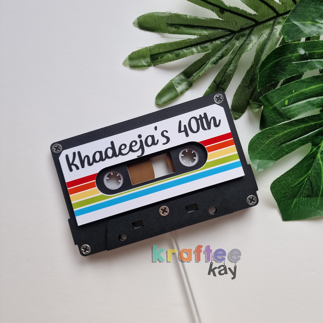 Cassette Tape Cake Topper, Birthday Cake Topper, Personalize Age and ...