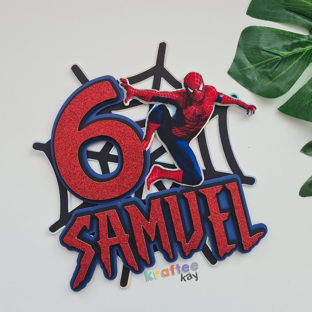 Custom Spiderman Cake Topper, Birthday Cake Topper, Personalize Age and ...