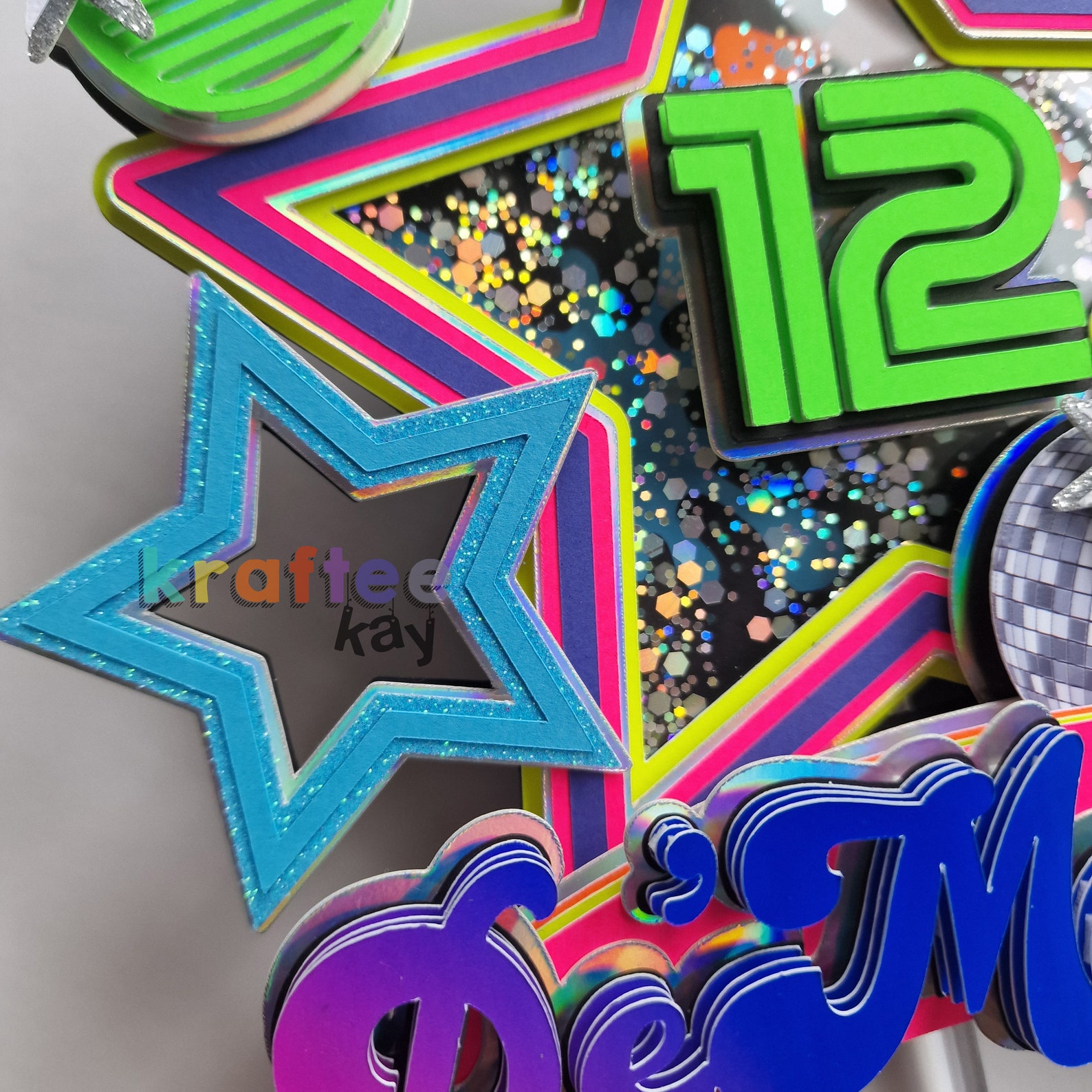 Custom Glow Party Cake Topper, Birthday Cake Topper, Personalize Age ...