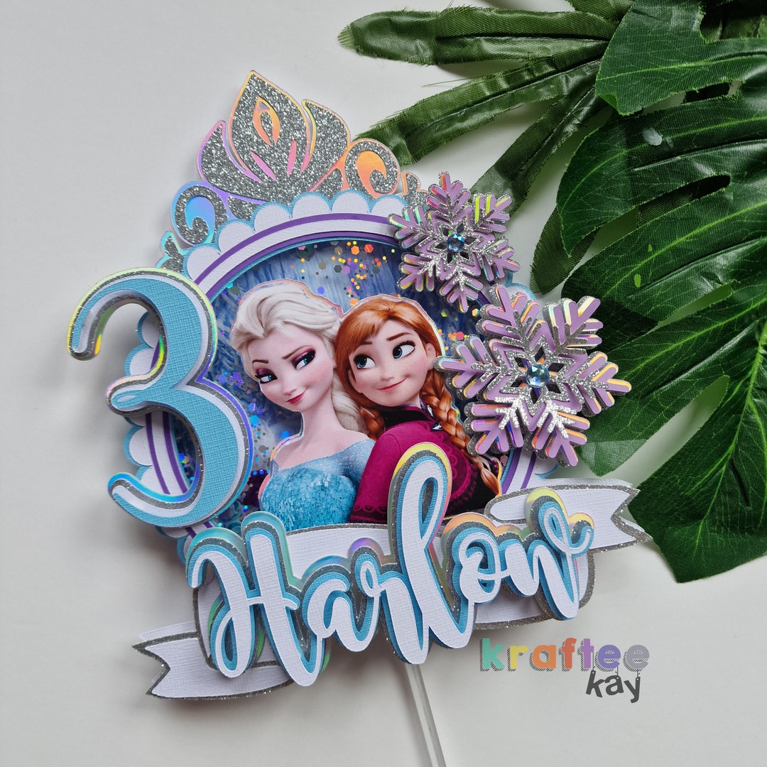 Custom Frozen Cake Topper, Birthday Cake Topper, Personalize Age and ...
