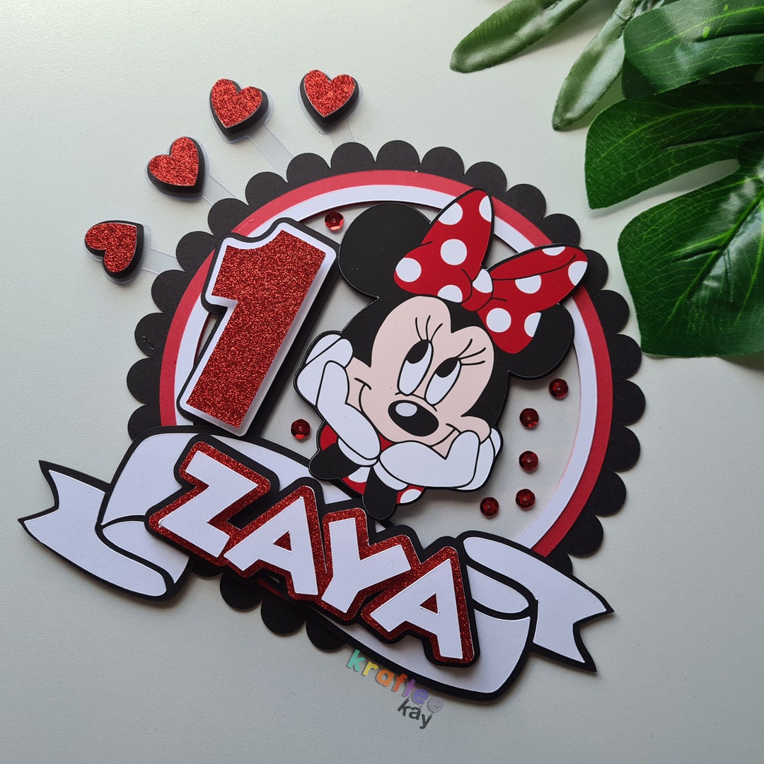 Custom Minnie Mouse Cake Topper, Birthday Cake Topper, Personalize Age ...