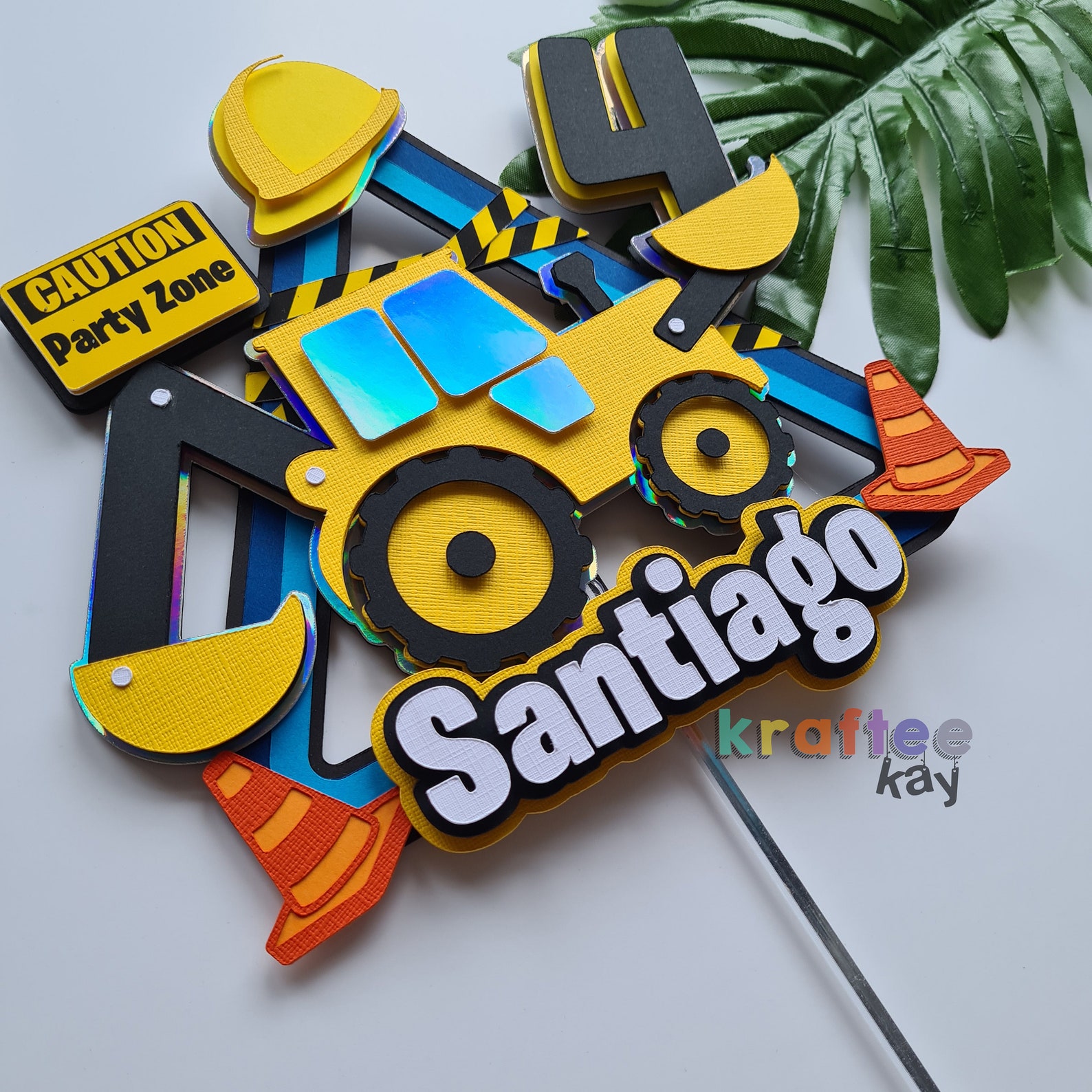 Custom Construction Cake Topper, Birthday Cake Topper, Personalize Age ...