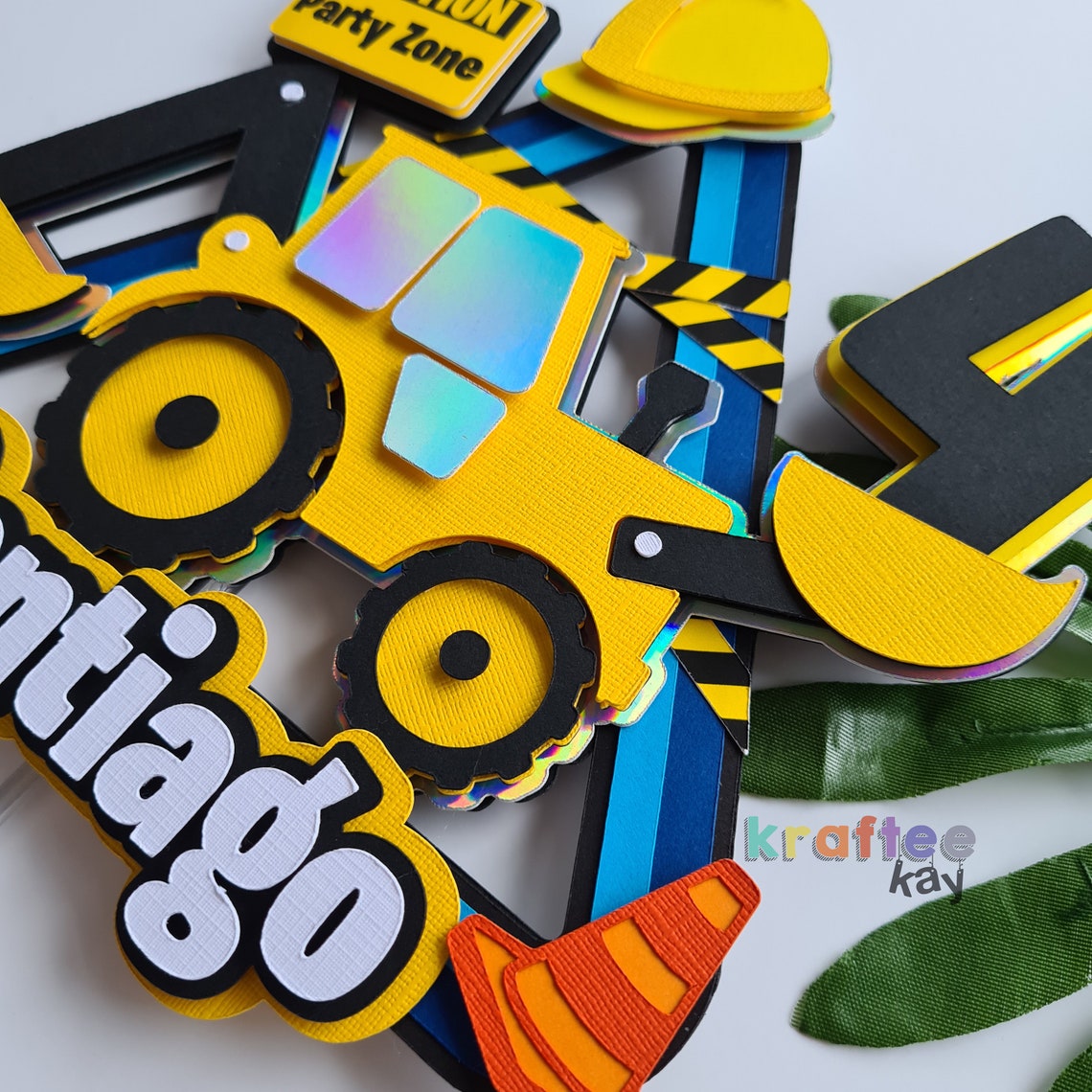 Custom Construction Cake Topper, Birthday Cake Topper, Personalize Age ...