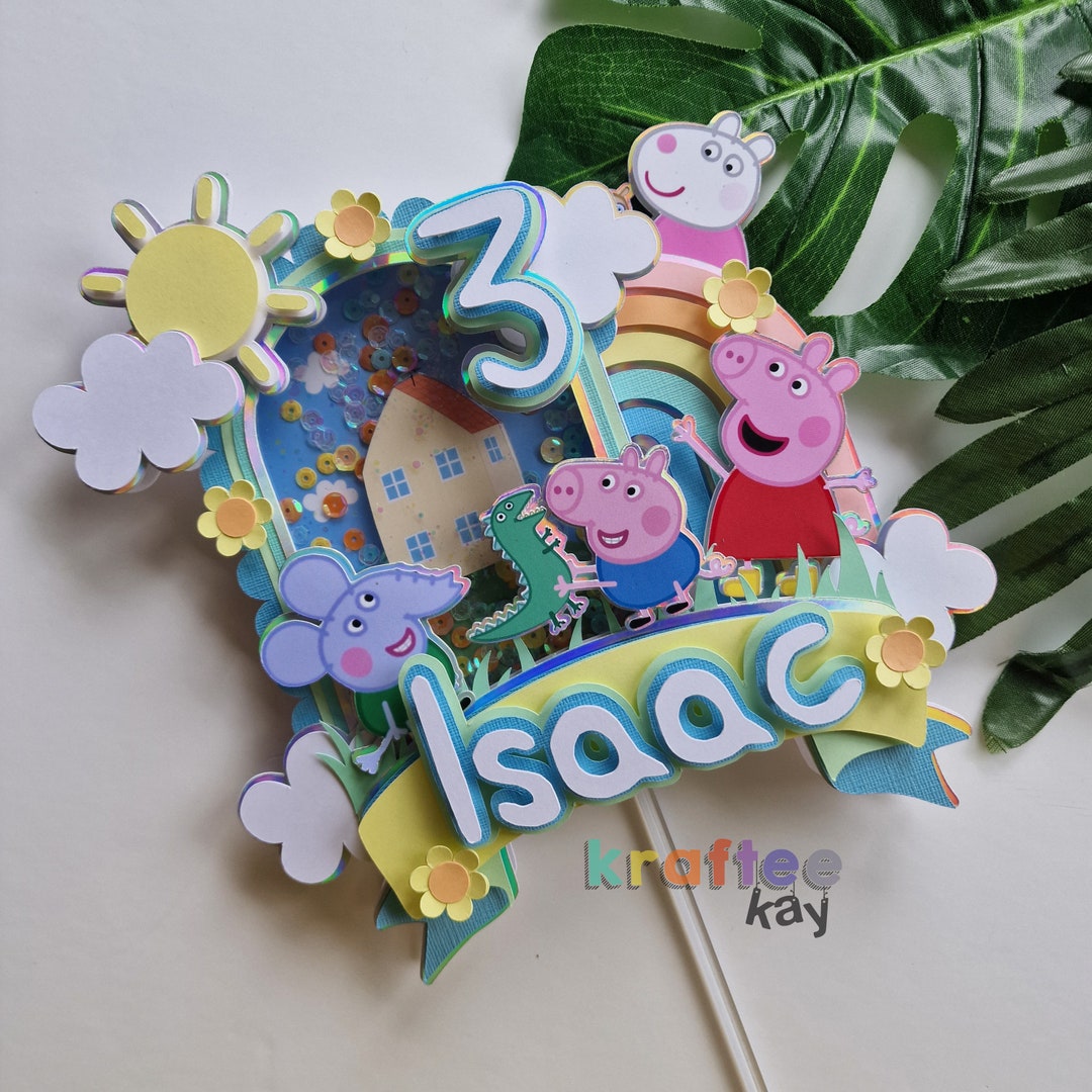 Custom Peppa Pig Cake Topper, Birthday Cake Topper, Personalize Age and ...