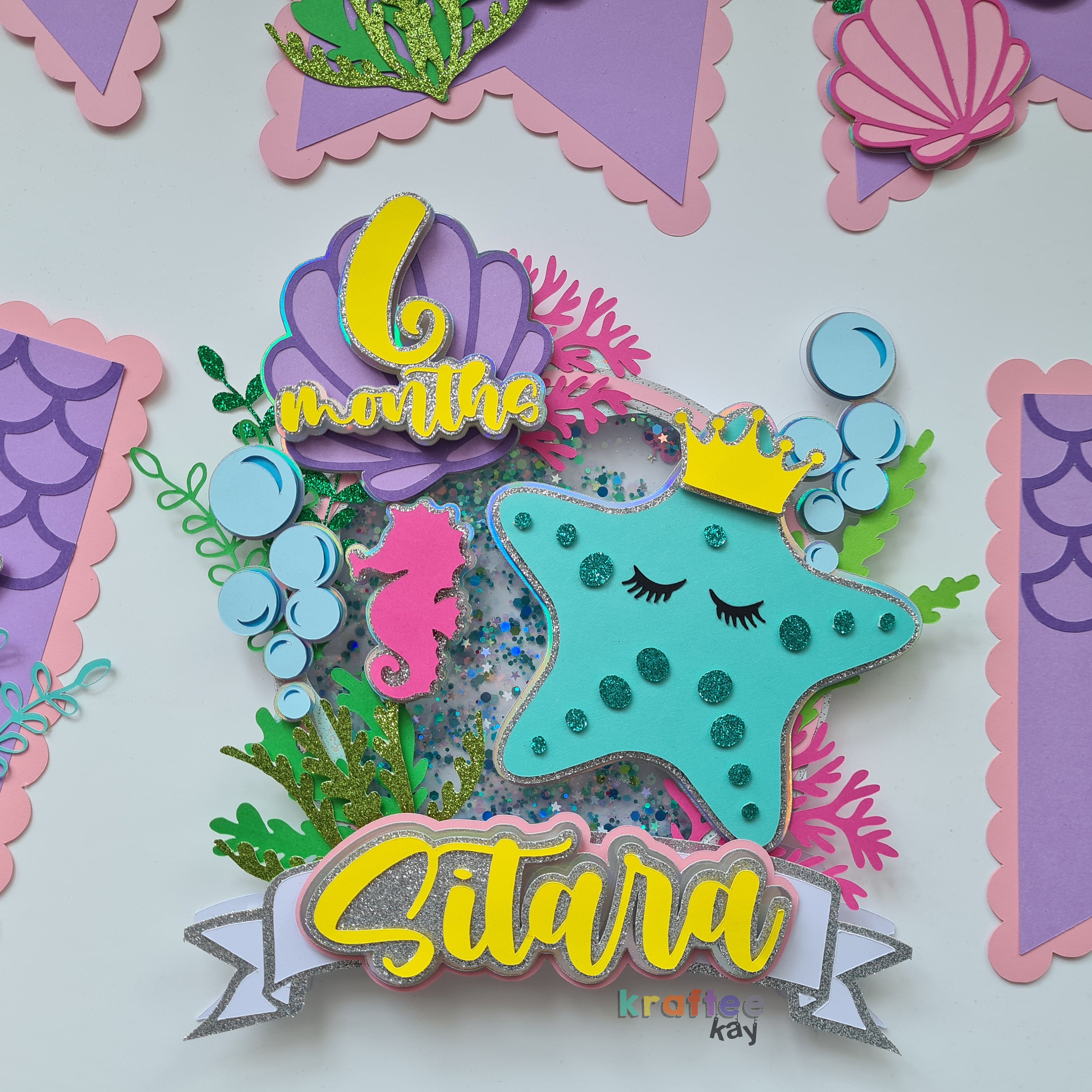 Custom Princess Starfish Cake Topper Birthday Cake Topper | Etsy
