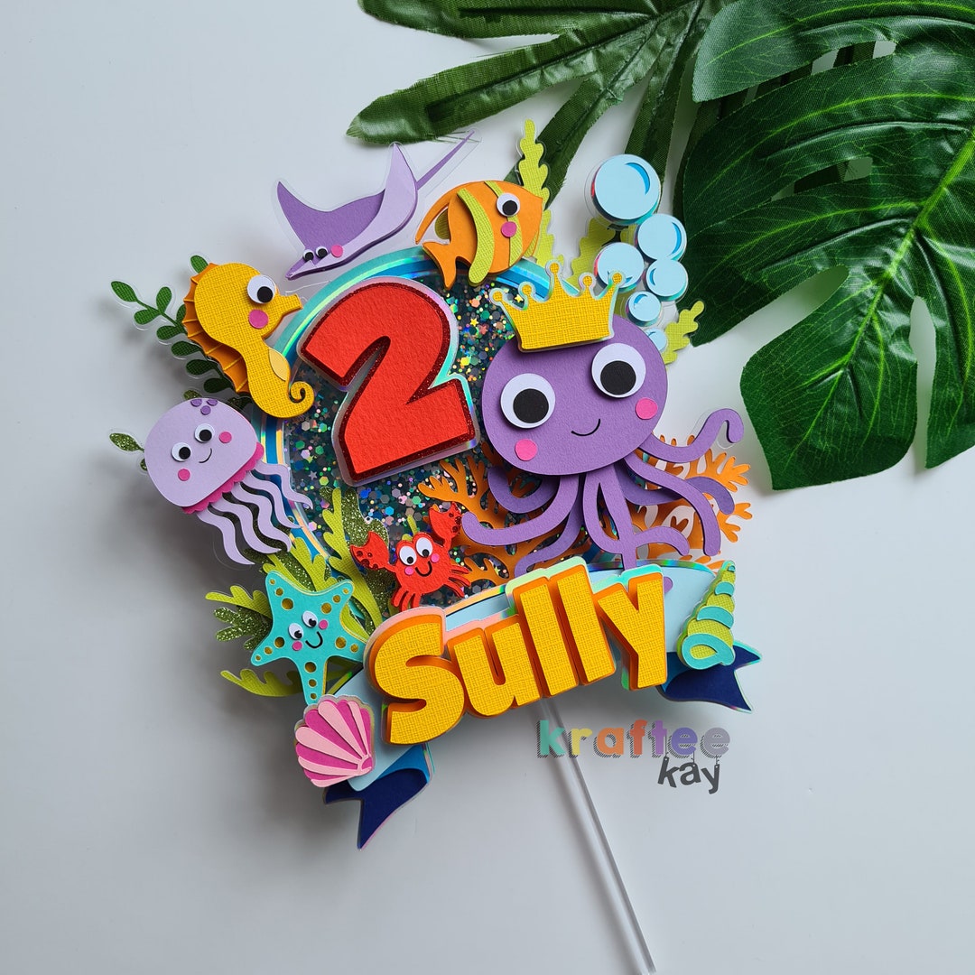 Custom Under the Sea Cake Topper, Birthday Cake Topper, Personalize Age ...