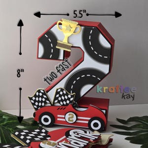 Race Car 3D Number Decoration – Two Fast Birthday Stand-alone Party ...