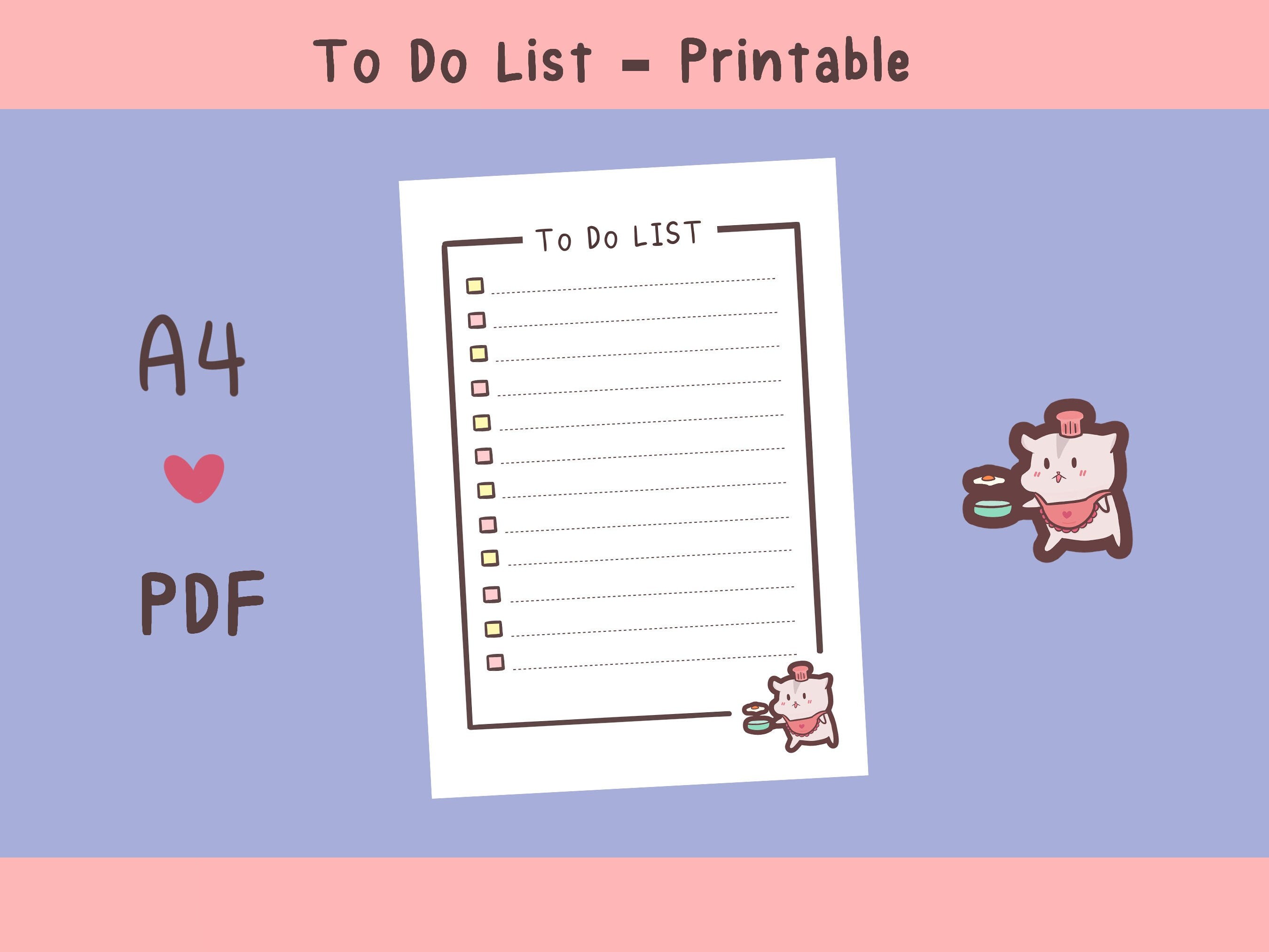 To do Liste / Printable / Notiz / A4 / PDF / Sofort Download - Etsy.de