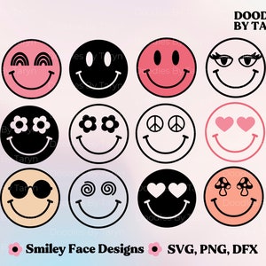 Smiley Face SVG Bundle Smiley Face Bundle Smiley Face PNG - Etsy