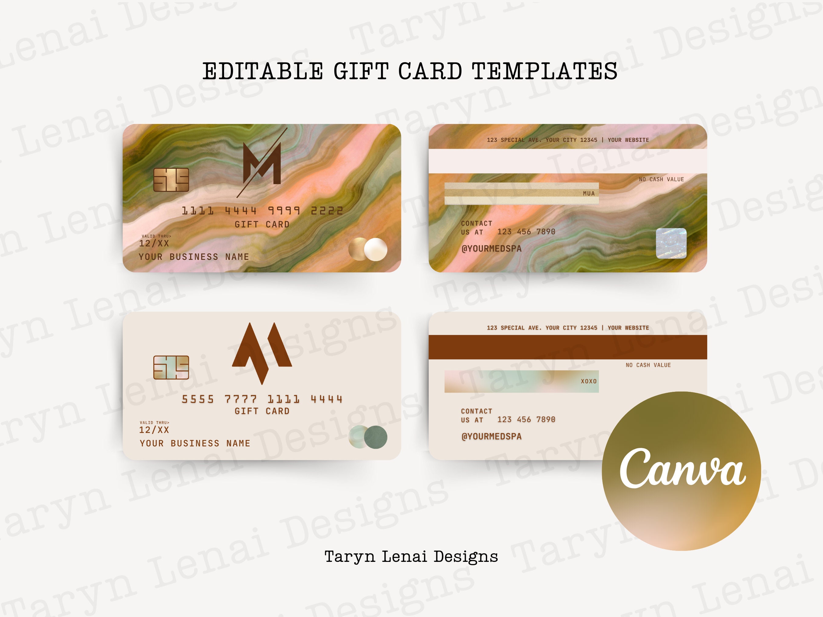 Gift Card Template Aesthetic Design Small Business Marketing Social ...