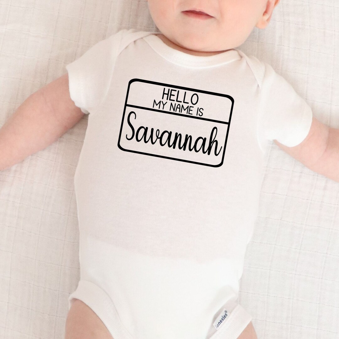 Personalized Hello My Name is Baby Outfit, Name Tag ONESIES® Bodysuit ...