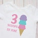Three Scoops of Fun Ice Cream 3rd Birthday Shirt, Girls Third Birthday Party Tshirt, 3 Scoops ...