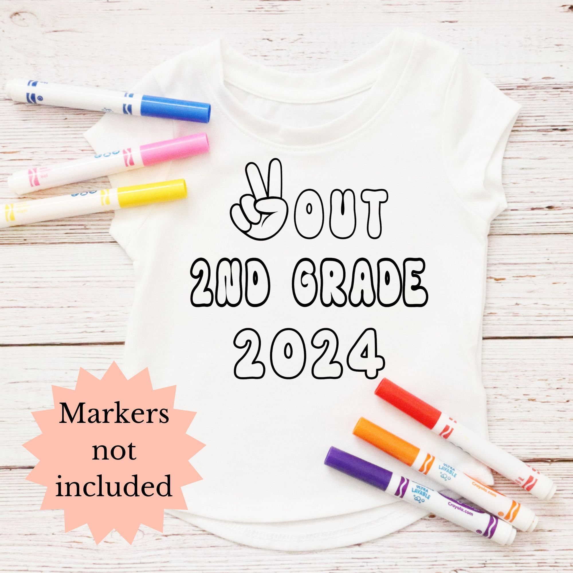 Peace Out 2nd Grade, Last Day of School Shirt, Coloring Shirt for Kids ...