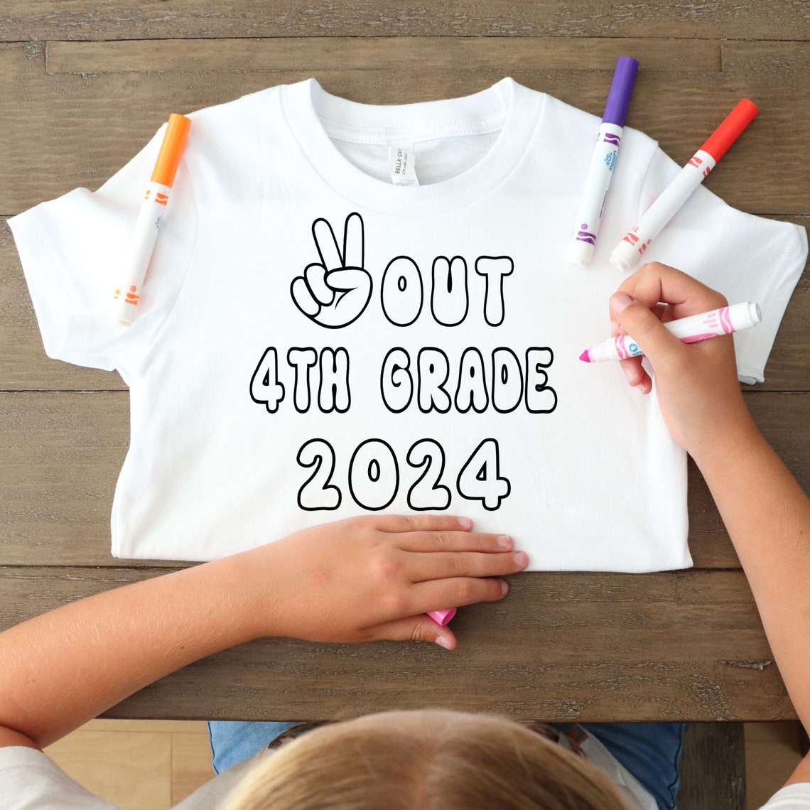 Peace Out 4th Grade, Last Day of School Shirt, Coloring Shirt for Kids ...