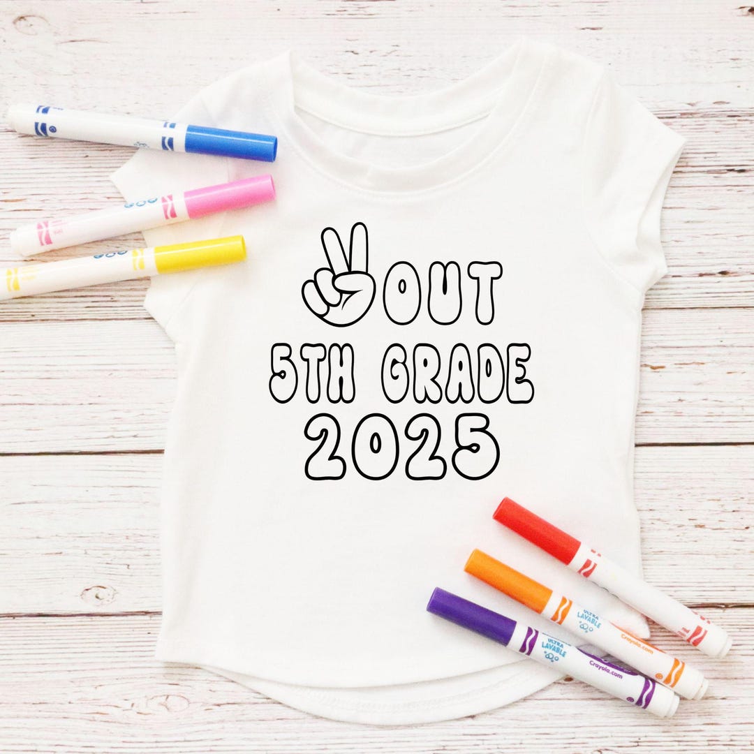 Peace Out 5th Grade, Last Day of School Shirt, Coloring Shirt for Kids ...