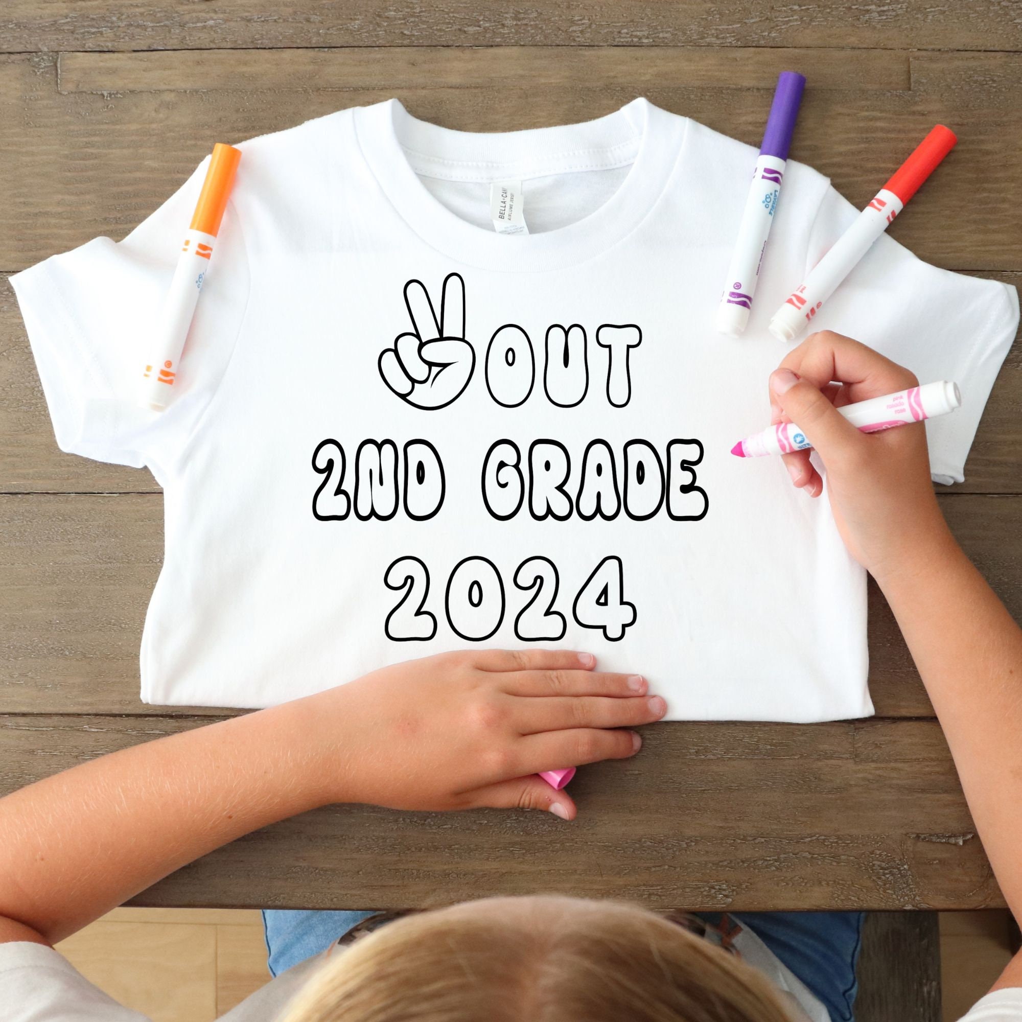 Peace Out 2nd Grade, Last Day of School Shirt, Coloring Shirt for Kids ...