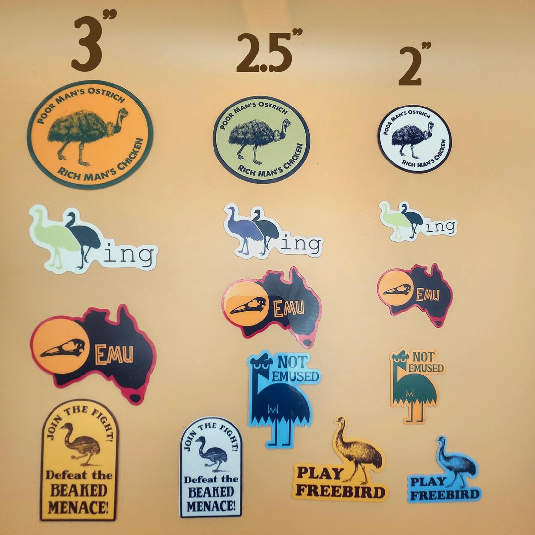 Random Emu Sticker 5-pack, 2 to 3 Inches - Etsy