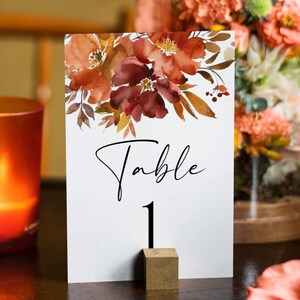 Fall Wedding Table Number Template Table Number Printable - Etsy