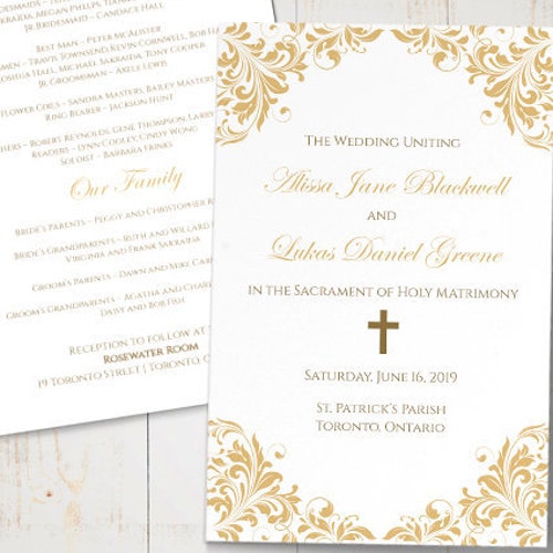 Catholic Wedding Ceremony Mass Printable DIY Program Template - Etsy
