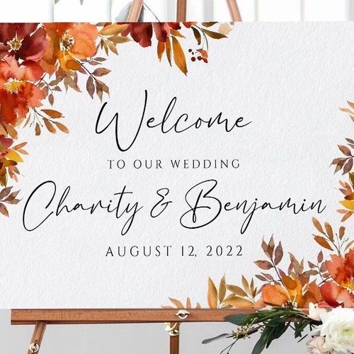 Fall Wedding Welcome Sign Printable Welcome Sign Template - Etsy