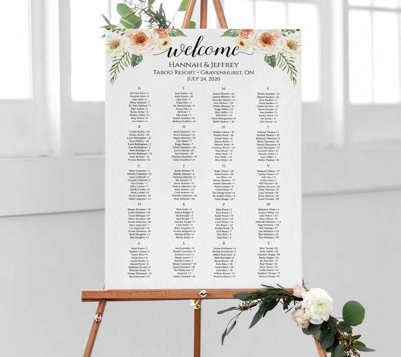 Rustic Seating Chart Template, Table Arrangement, Fall Wedding ...