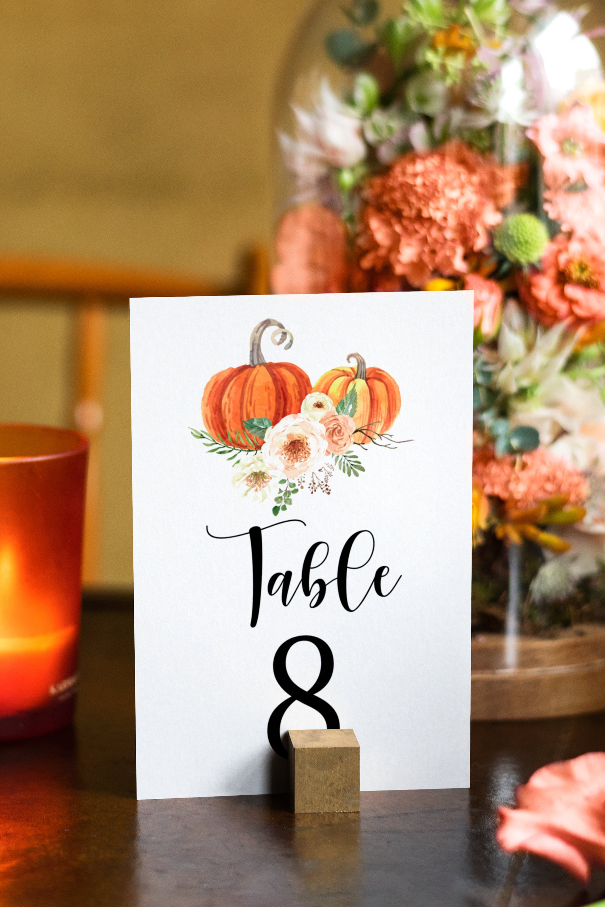 Fall Wedding Table Number Printable, DIY Wedding Printable rustica ...