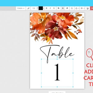Fall Wedding Table Number Template Table Number Printable - Etsy