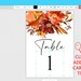 Fall Wedding Table Number Template Table Number Printable - Etsy