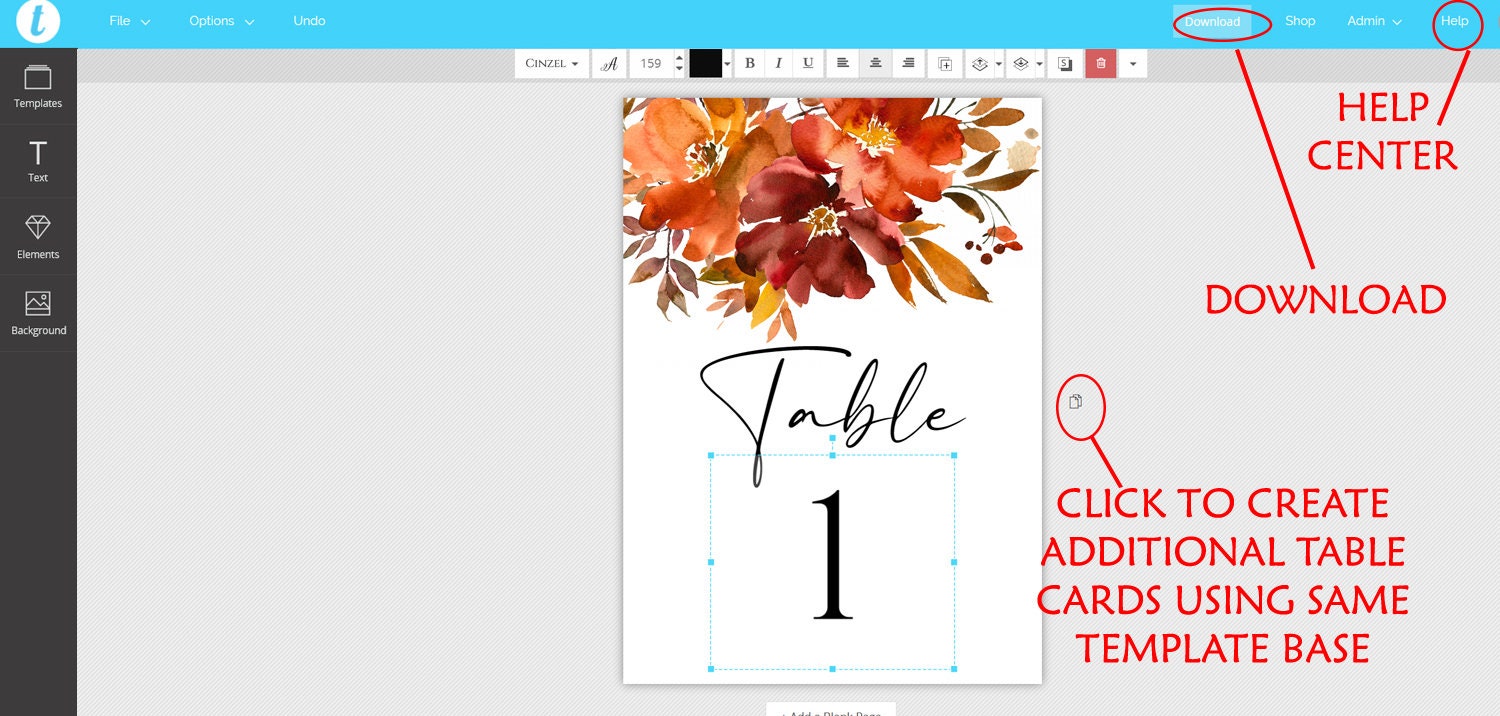 Fall Wedding Table Number Template Table Number Printable - Etsy