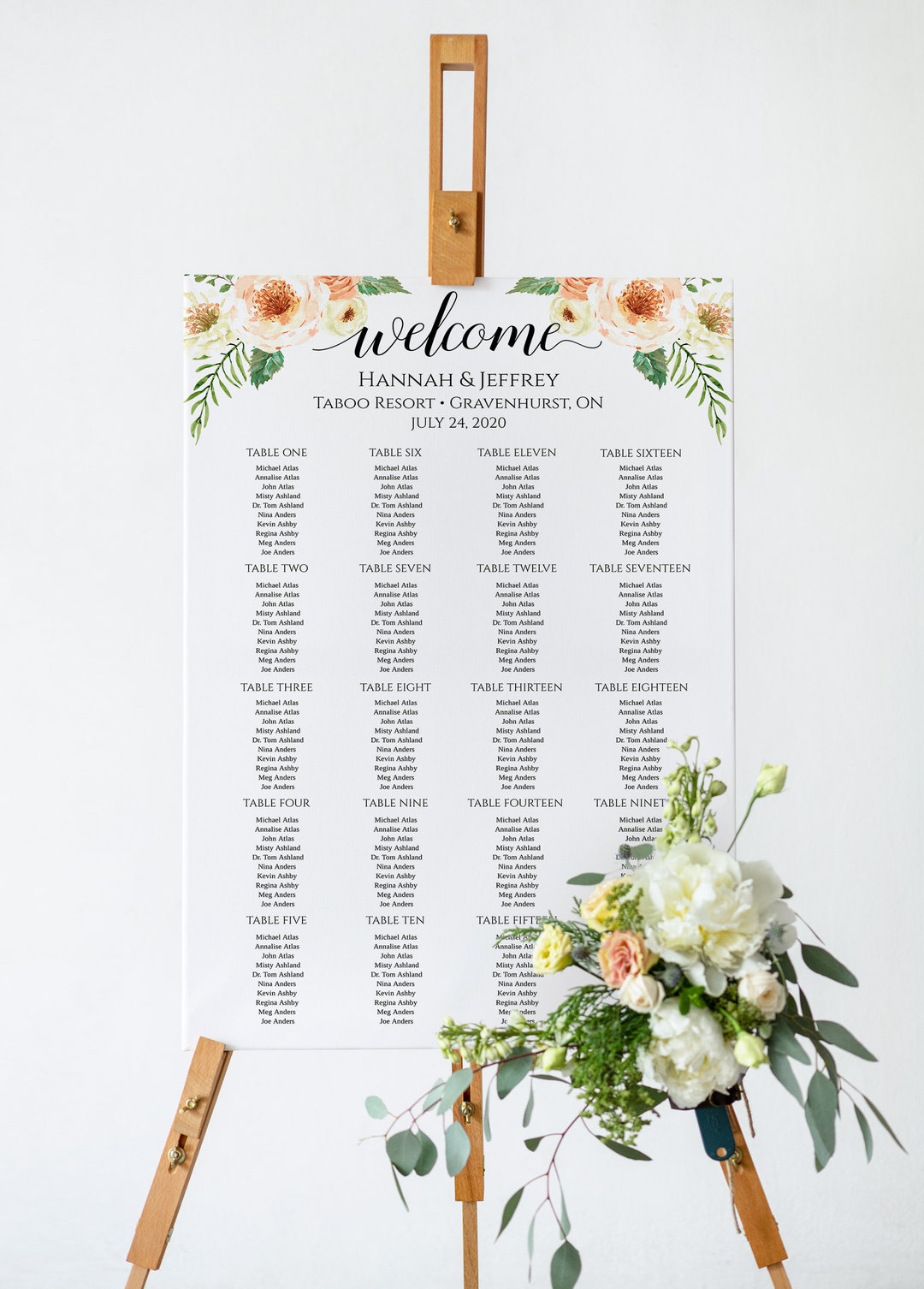 Rustic Seating Chart Template, Table Arrangement, Fall Wedding ...