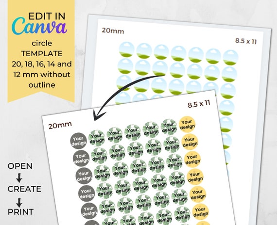 Printable Circle TEMPLATE Canva 20 18 16 14 And 12 Mm Etsy