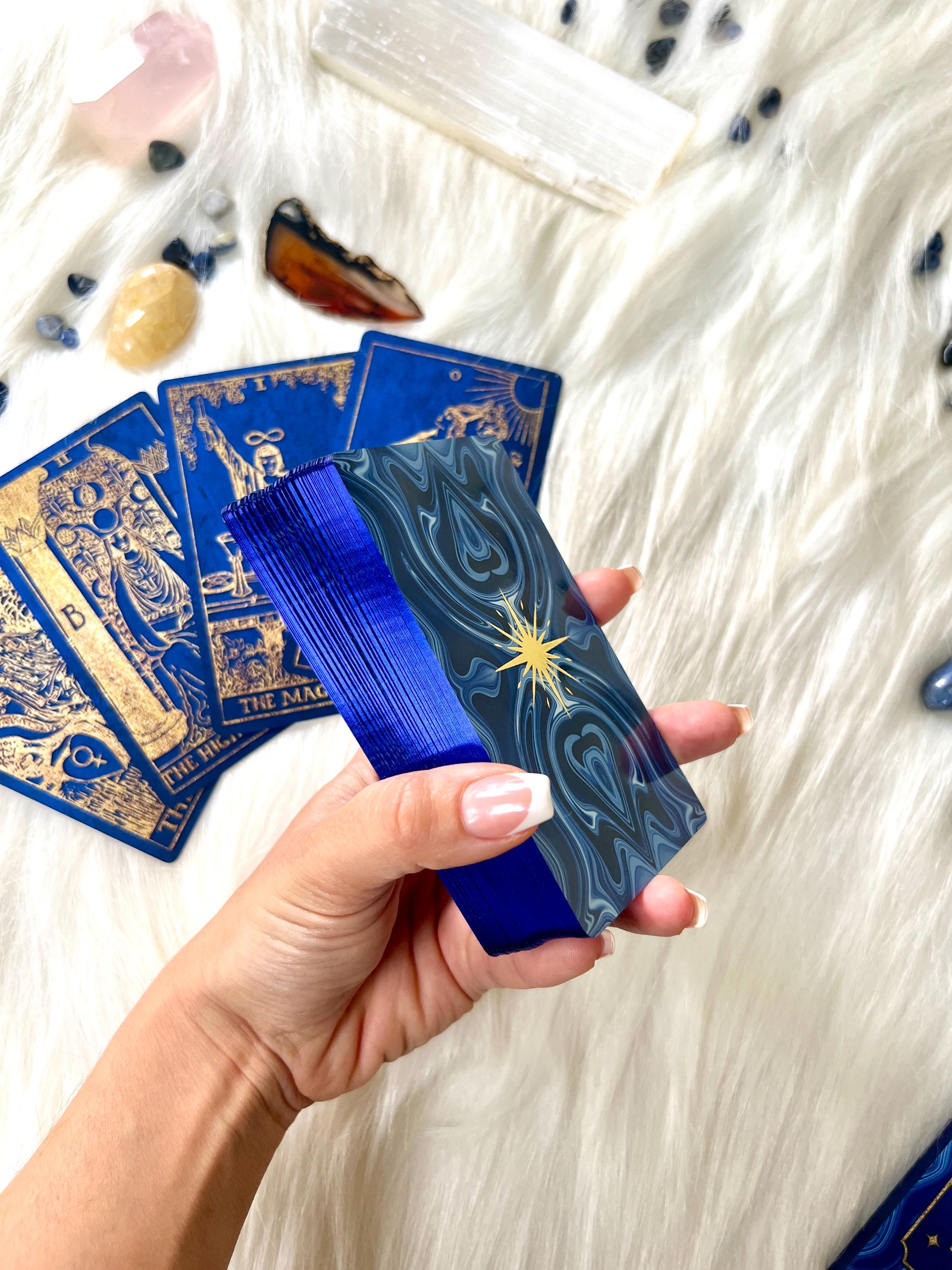 Tarot Cards, Tarot Deck, Blue and Gold, Tarot Card Deck, Unique Tarot ...