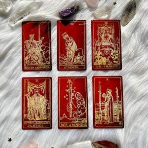 Tarot Deck, Red and Gold, Tarot Deck, Tarot Deck for Beginners, Unique ...
