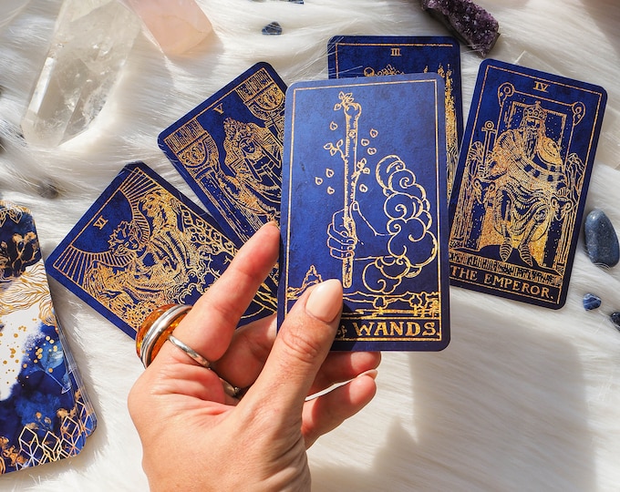 Tarot Cards, Tarot Deck, Blue and Gold, Tarot Card Deck, Unique Tarot ...