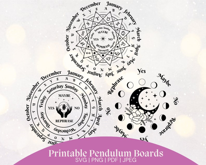 Pendulum Board, Printable Pendulum Board, Divintation Board, Grimoire ...