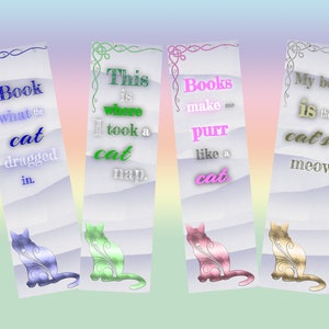 Printable Cat Quotes Bookmarks | Set of 4 | Digital Bookmarks | Book ...