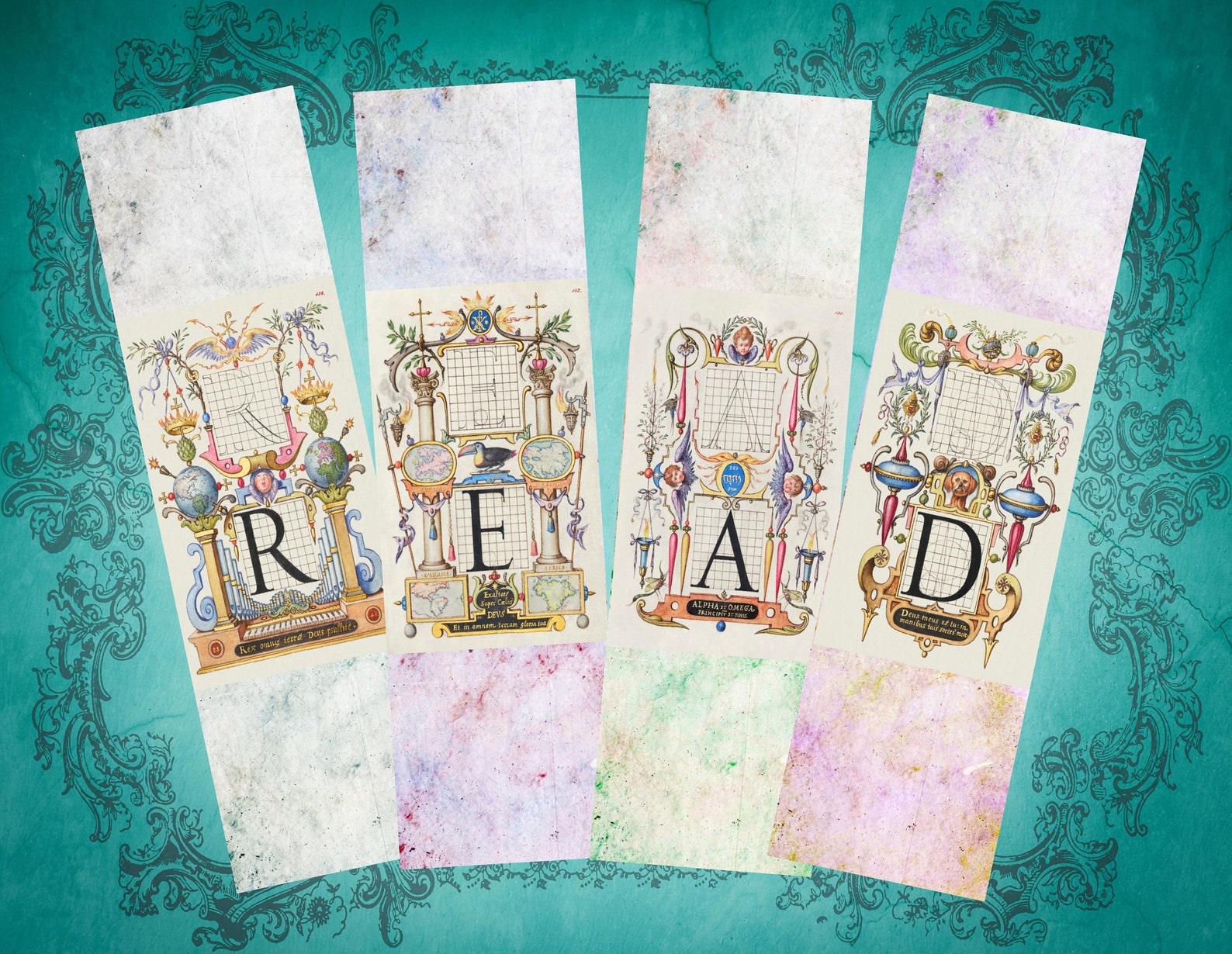 Printable Vintage Bookmarks, DIGITAL DOWNLOAD, Set of 4 Bookmarks ...