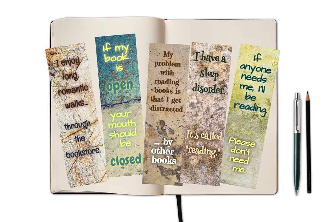 Printable Funny Bookmarks | DIGITAL DOWNLOAD | Set of 5 Bookmarks ...