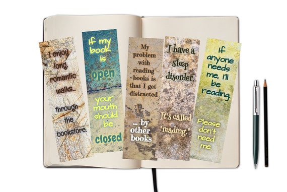 Printable Funny Bookmarks DIGITAL DOWNLOAD Set of 5 - Etsy