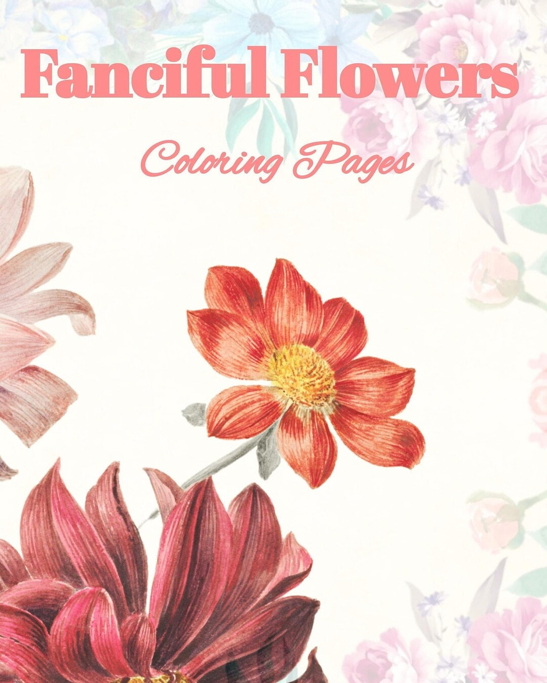 Fanciful Flowers Coloring Pages - Etsy