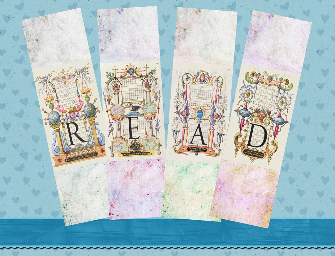 Printable Vintage Bookmarks, DIGITAL DOWNLOAD, Set of 4 Bookmarks ...