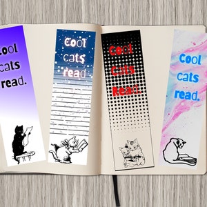 Printable "cool Cats Read" Bookmarks | Set of 4 | Digital Bookmarks ...