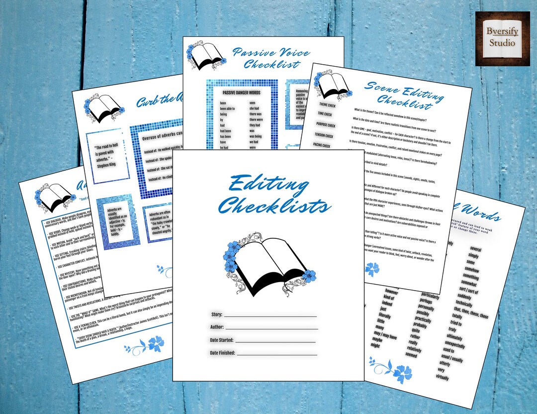 Editing Checklists for Novel & Story Authors Digital Printable ...