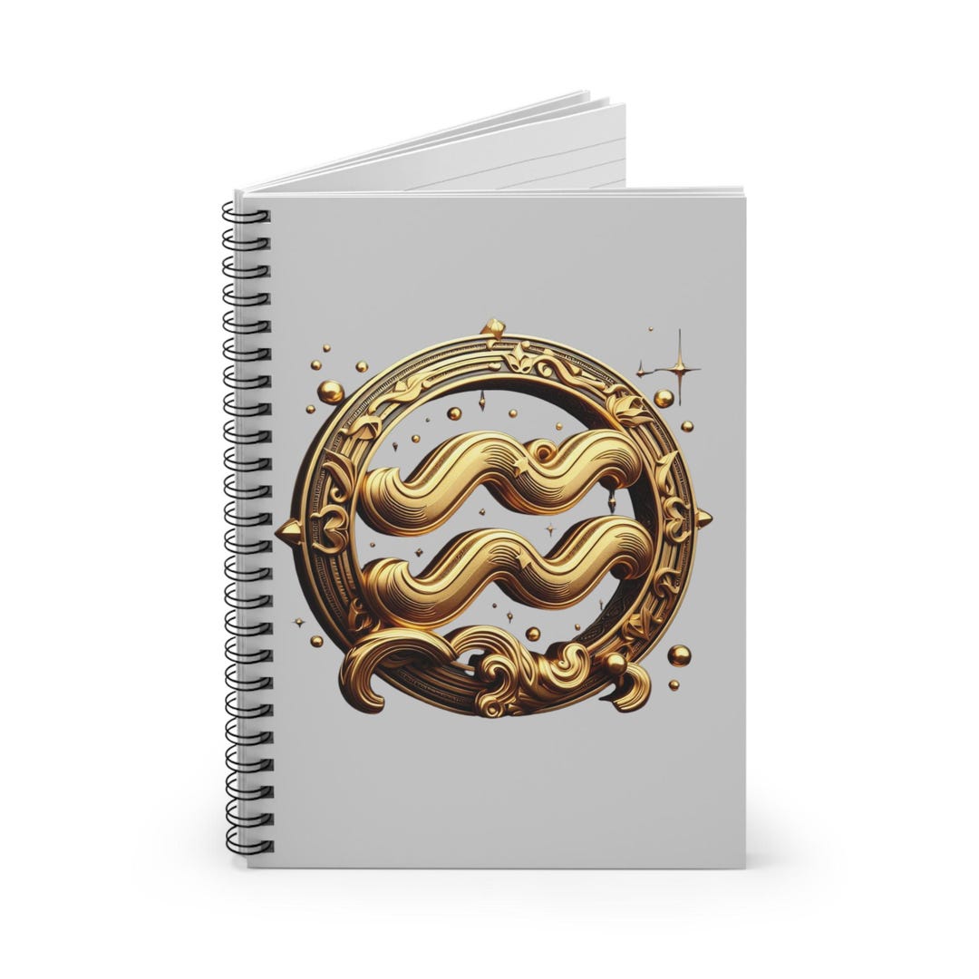 Aquarius symbol Spiral Notebook Light Dove Grey - Etsy
