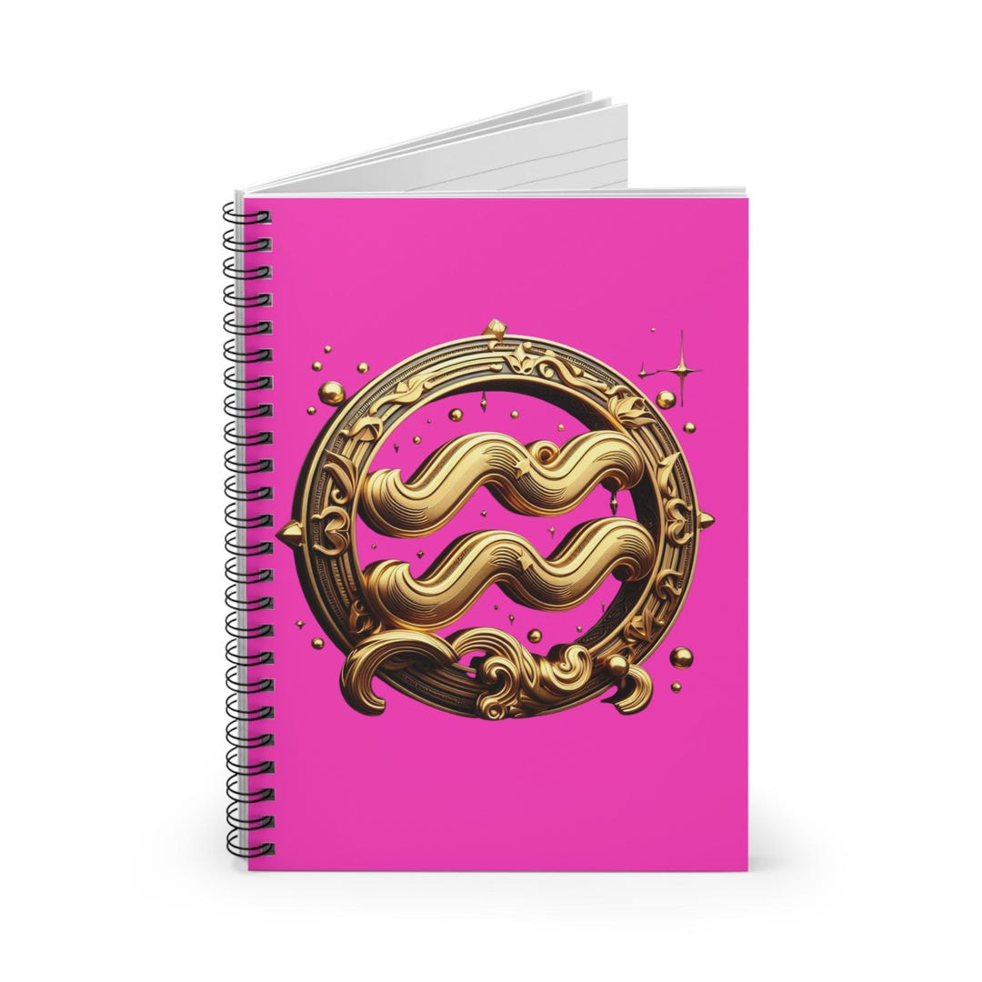 Aquarius symbol Spiral Notebook Pink - Etsy